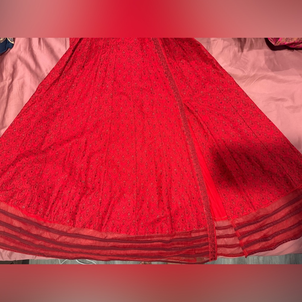 Red Embroidered Frock - Gem